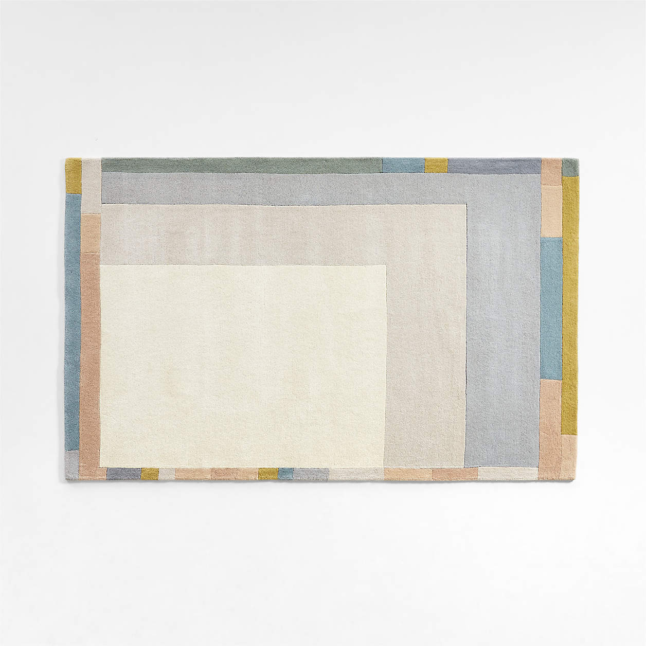 Neutral Colorblock Border Geometric Kids Rug 5x8 + Reviews | Crate & Kids