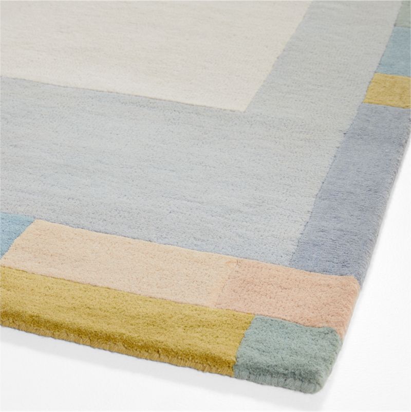 Neutral Colorblock Border Geometric Kids Rug 4x6 | Crate & Kids