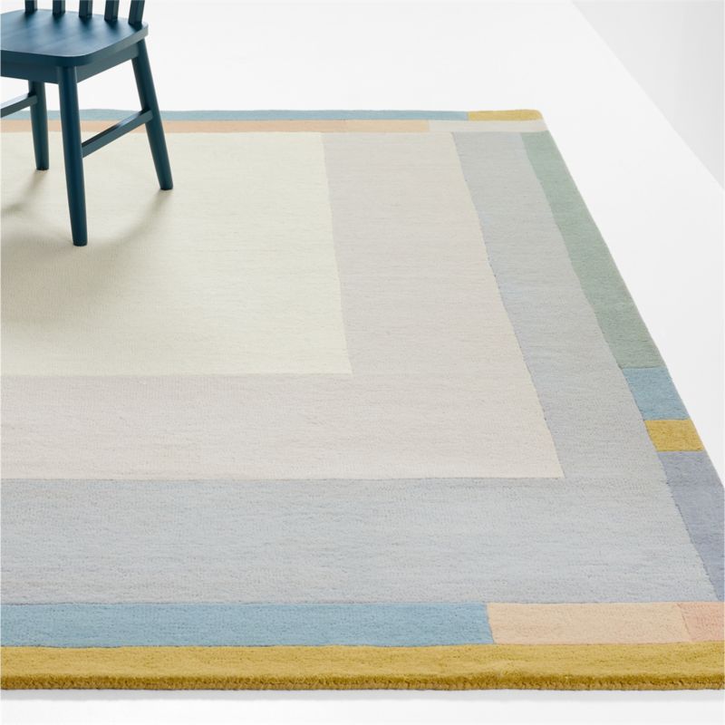 Neutral Colorblock Border Geometric Kids Rug 4x6 | Crate & Kids