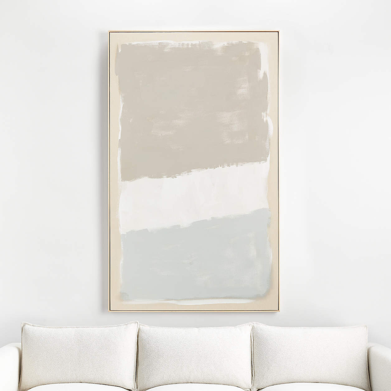 'Neutral Modern Moment' Framed Hand-Painted Raw Canvas Wall Art 49"x81 ...