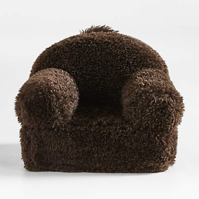 Large Light Brown Leopard Print Faux Fur Kids Lounge Nod Chair ...