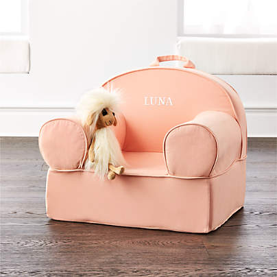Large Cream Mongolian Faux Fur Personalized Kids Lounge Nod Chair ...