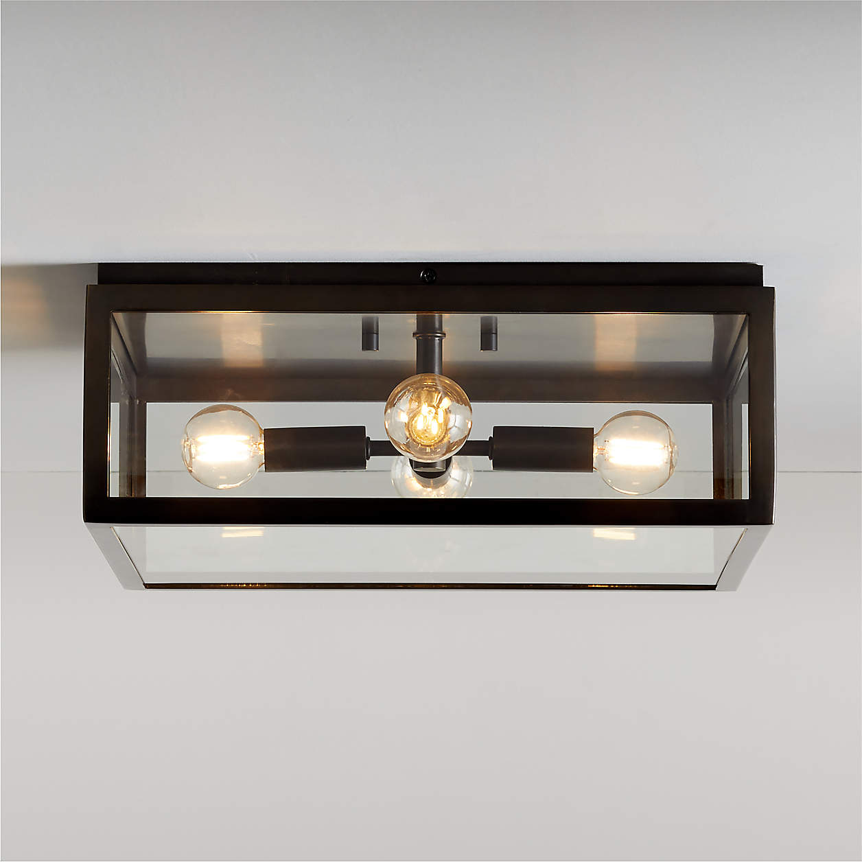 Nolan Black Square Flush Mount Light + Reviews | Crate & Barrel