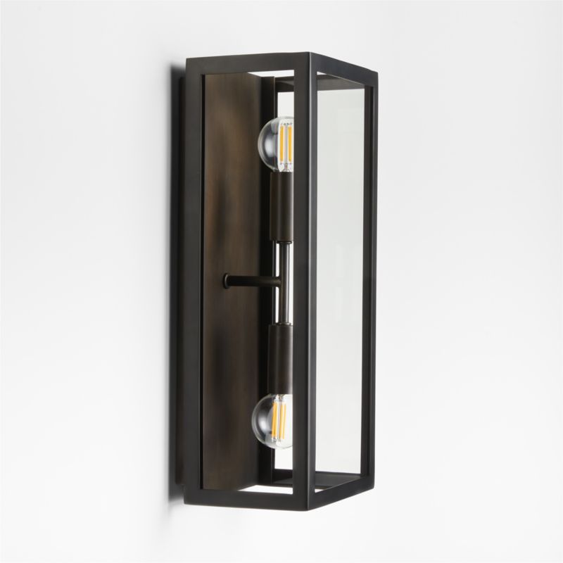 Nolan Black Rectangular 2-Bathroom Vanity Light Wall Sconce | Crate ...