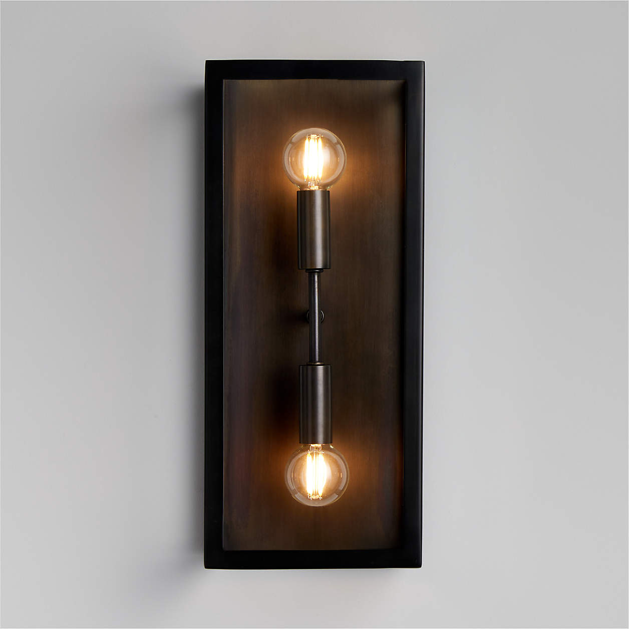 Nolan Black Rectangular 2-Bathroom Vanity Light Wall Sconce | Crate ...