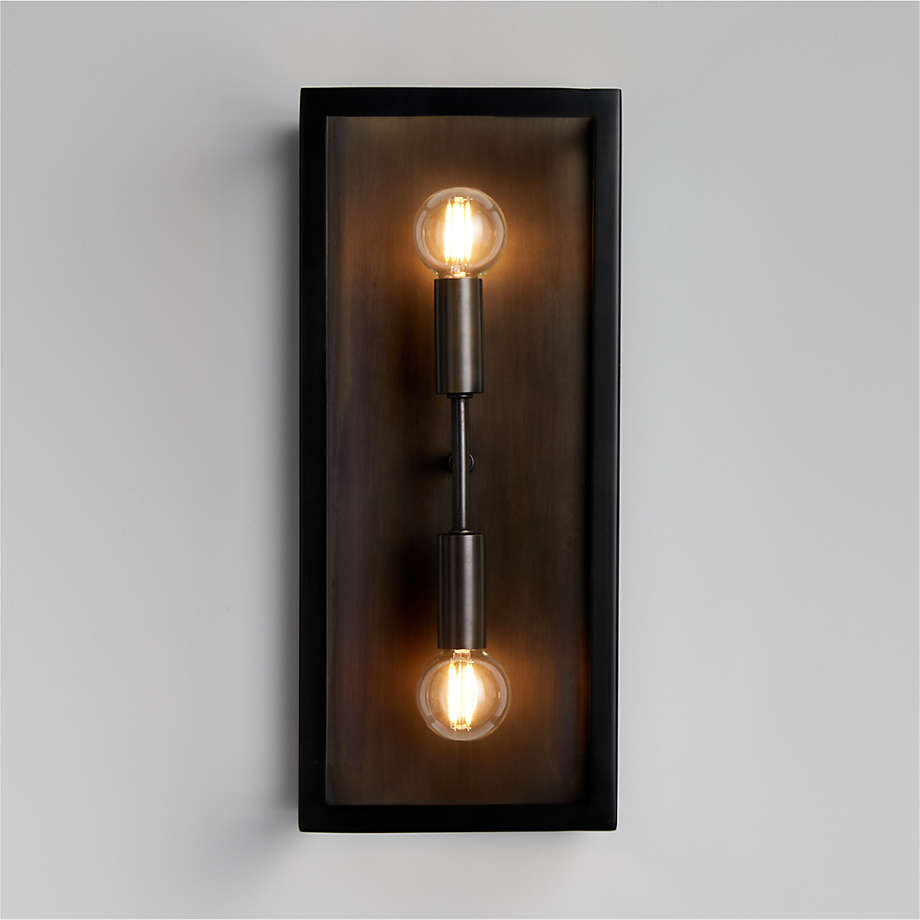 Nolan Black Rectangular 2-Bathroom Vanity Light Wall Sconce | Crate ...