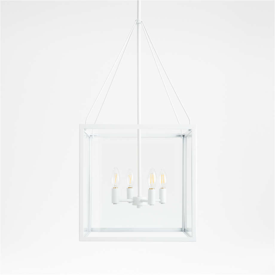 Nolan Square White Glass Pendant Light | Crate & Barrel
