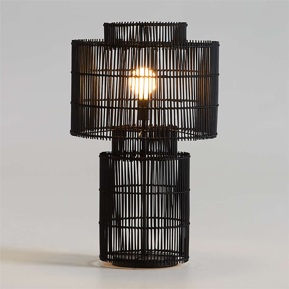 Noon Black Wicker Table Lamp by Leanne Ford + Reviews | Crate & Barrel