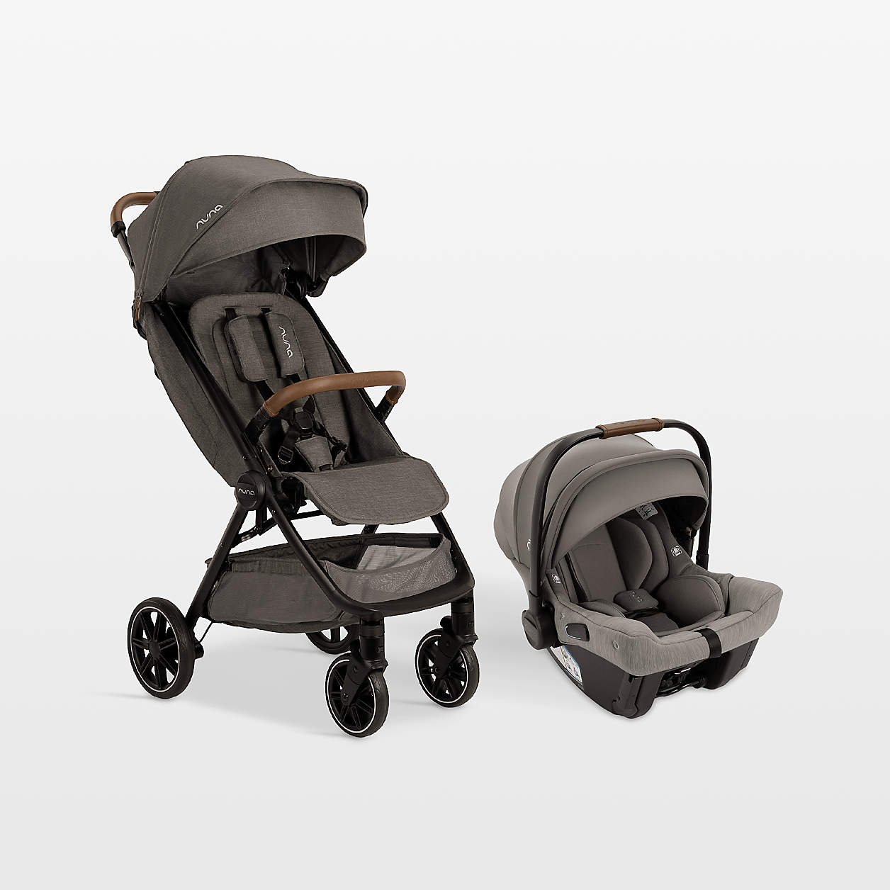 Nuna PIPA Urbn Granite Grey Baseless Baby Car Seat + TRVL LX Stroller ...