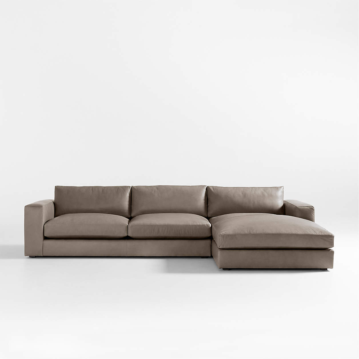 Oceanside Leather 2-Piece Right-Arm Chaise Sectional Sofa | Crate & Barrel