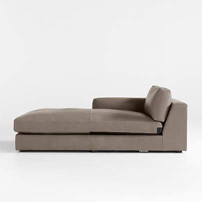 Oceanside Low Leather Deep-Seat Left-Arm Sofa | Crate & Barrel