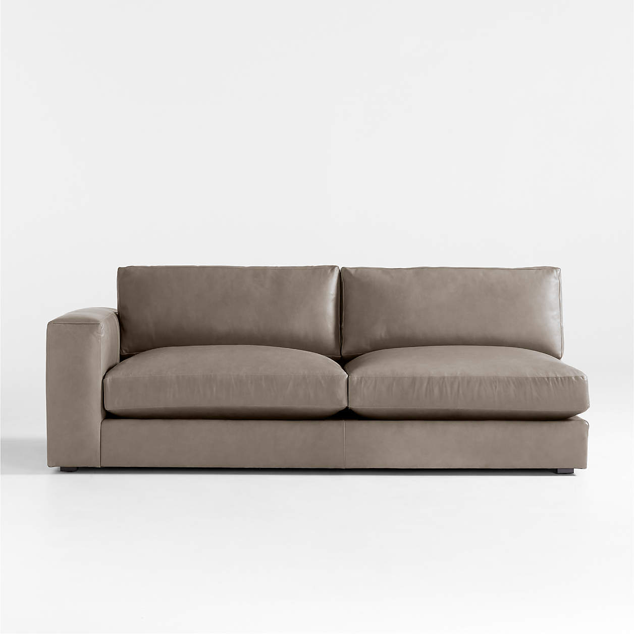 Oceanside Low Leather Deep-Seat Left-Arm Sofa | Crate & Barrel