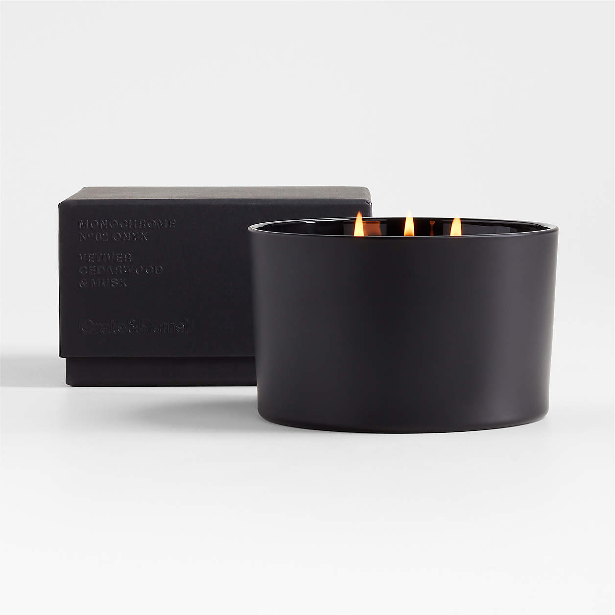 Monochrome No. 02 Onyx 3-Wick Scented Candle - Vetiver, Cedarwood and ...