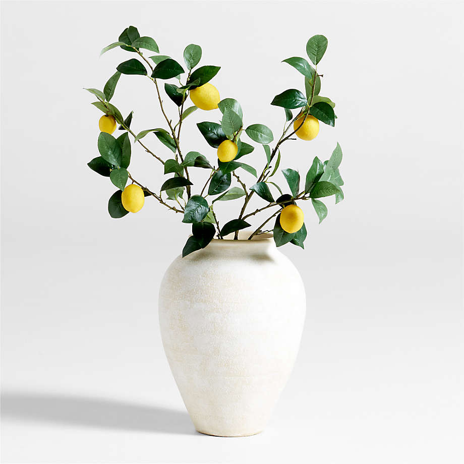 Faux Lemon Stem Arrangement in Ophelia Matte Natural Large Vase 17 ...
