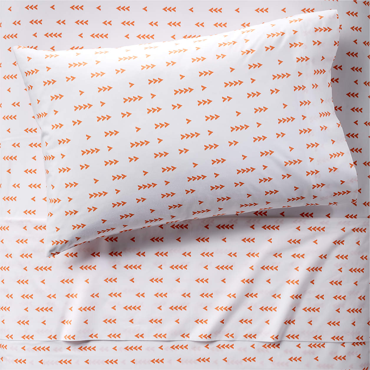 Organic Orange Arrow Twin Geometric Sheet Set + Reviews | Crate and Barrel
