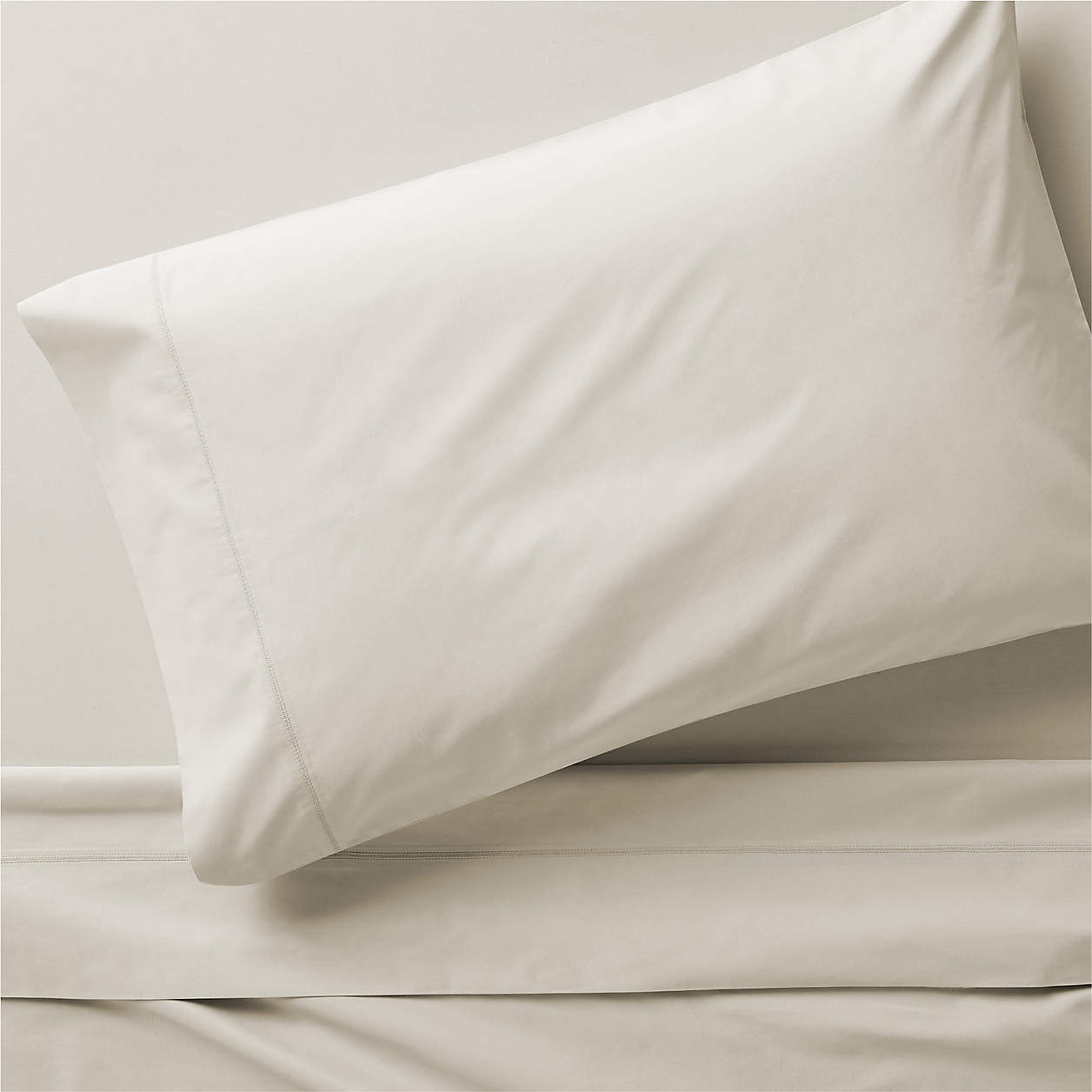 Favorite Organic Cotton Percale Ivory Bed Sheet Sets | Crate & Barrel