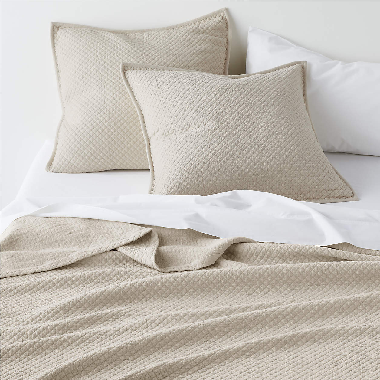 Organic Cotton Sand Beige Coverlets | Crate & Barrel