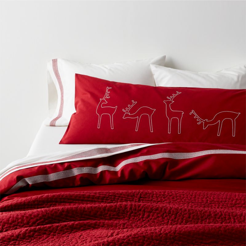 Hotel Organic Cotton Linen Red Duvet Covers | Crate & Barrel