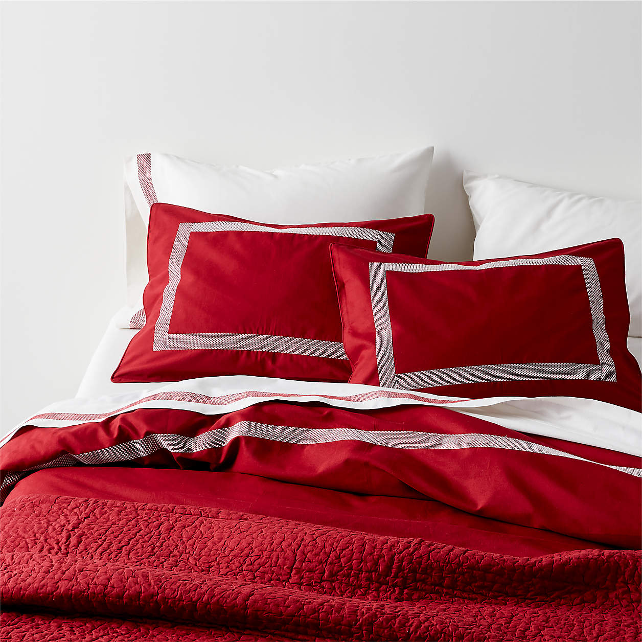 Hotel Organic Cotton Linen Red King Duvet Cover + Reviews | Crate & Barrel