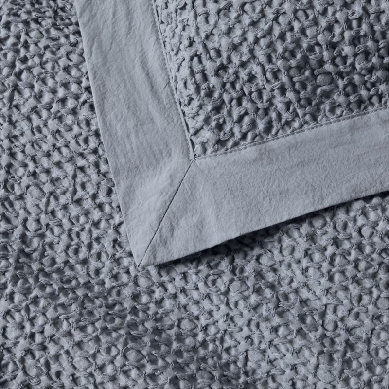 Organic Cotton Waffle Smoke Blue King Duvet Cover + Reviews | Crate ...