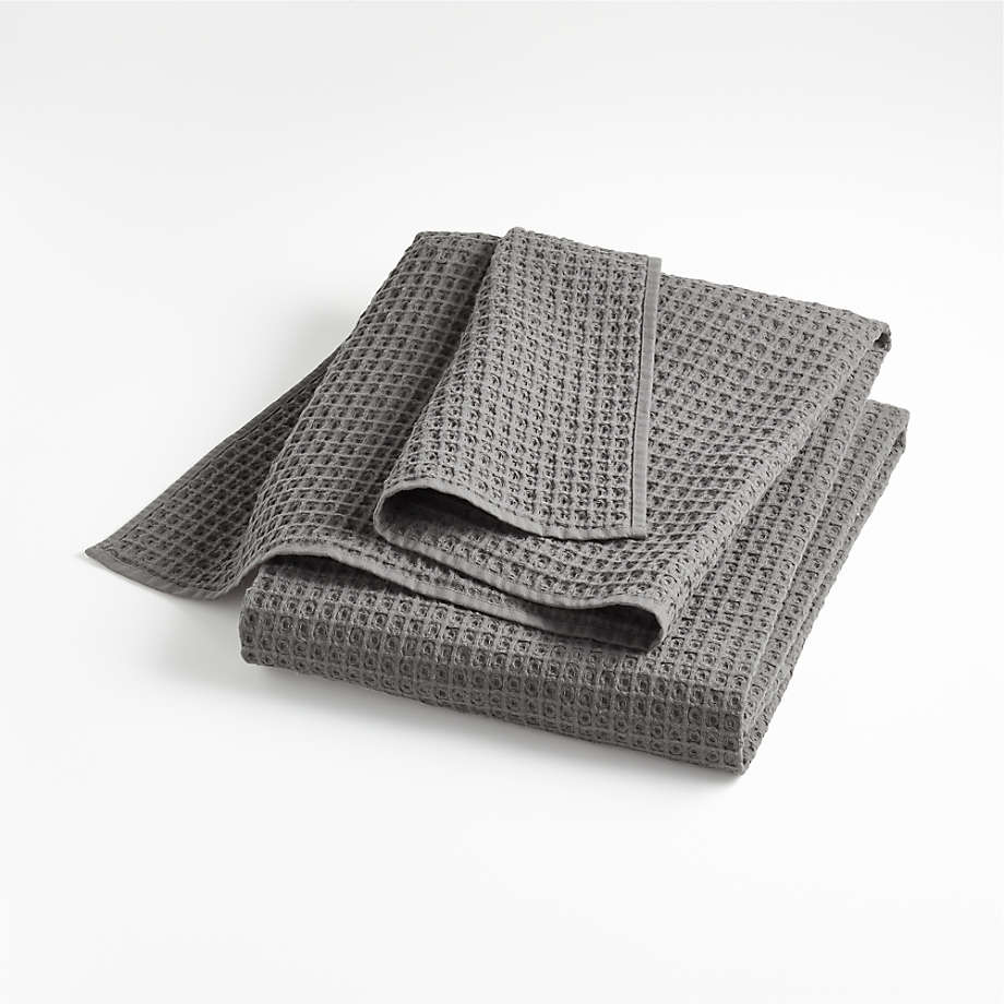 Organic Cotton Waffle Slate Bath Sheet + Reviews | Crate & Barrel