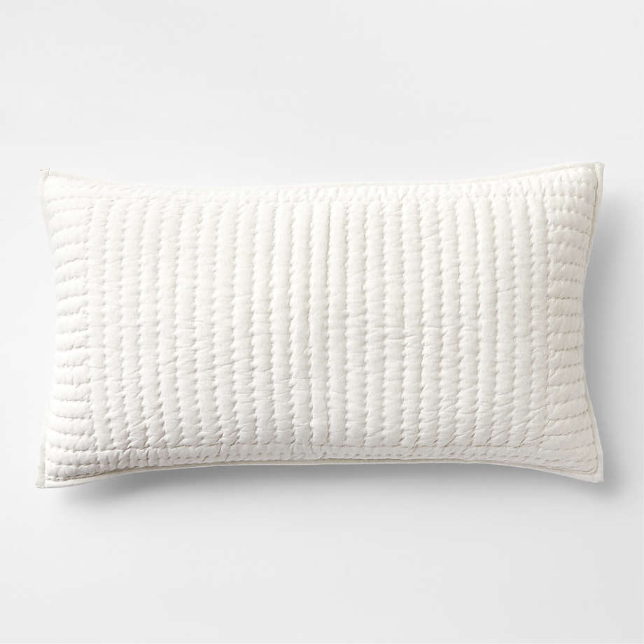 Cozysoft Organic Cotton Jersey Heathered Ivory King Quilted Pillow Sham ...