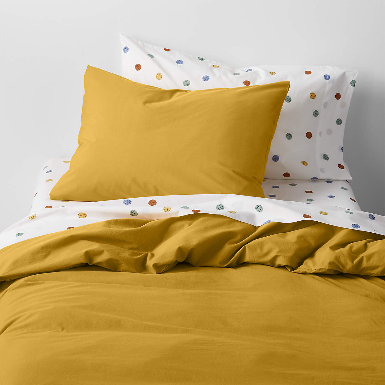Modern Cozy Cloud Savannah Yellow Organic Washed Cotton Twin Duvet ...