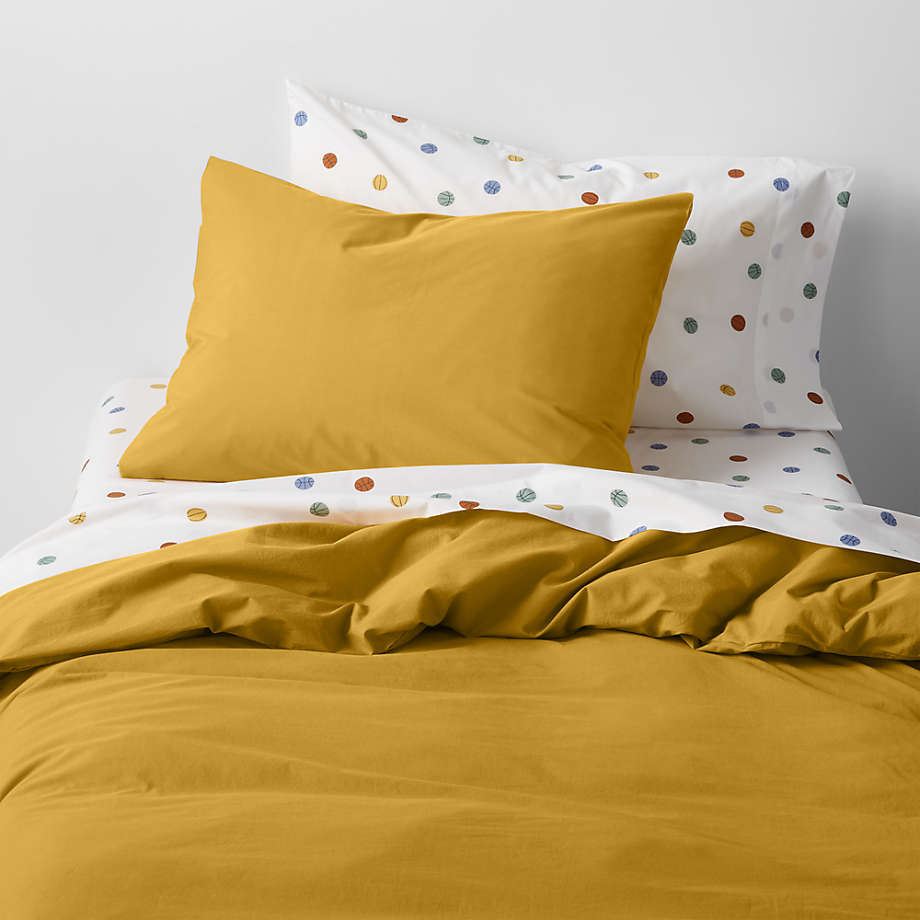 Cozy Cloud Dark Yellow Organic Washed Cotton Kids Duvet Bedding Set ...