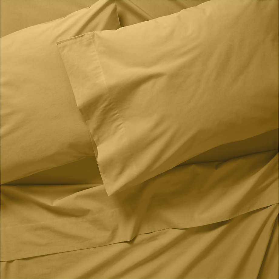 Modern Cozy Cloud Dark Yellow Organic Washed Cotton Kids Sheet Set ...