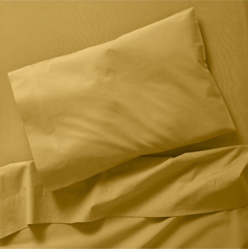 Modern Cozy Cloud Dark Yellow Organic Washed Cotton Toddler Sheet Set ...