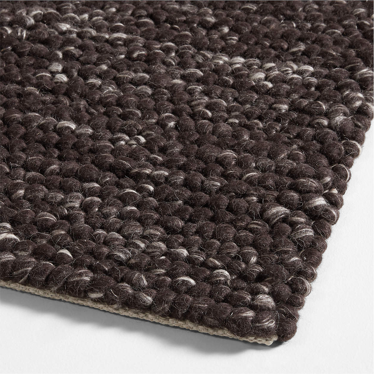 Orly Wool Blend Textured Espresso Brown Area Rug Swatch | Crate & Barrel