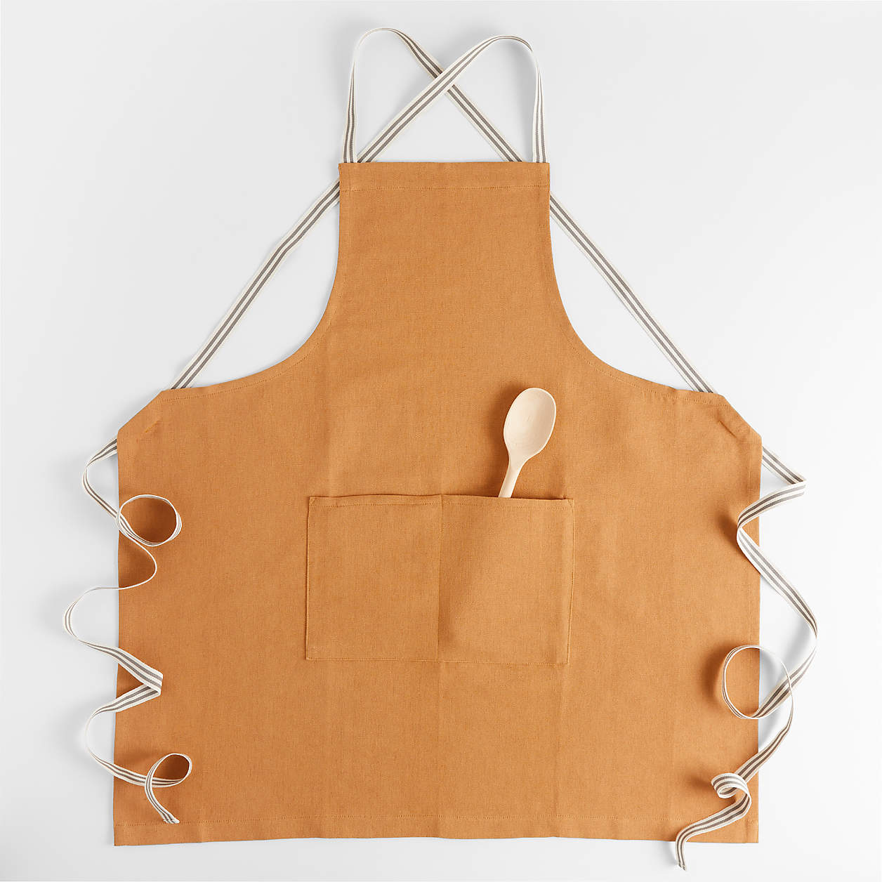 Oslo Cross-Back Brown Apron with Pocket + Reviews | Crate & Barrel