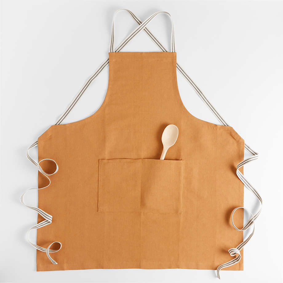 Oslo Cross-Back Brown Apron with Pocket | Crate & Barrel