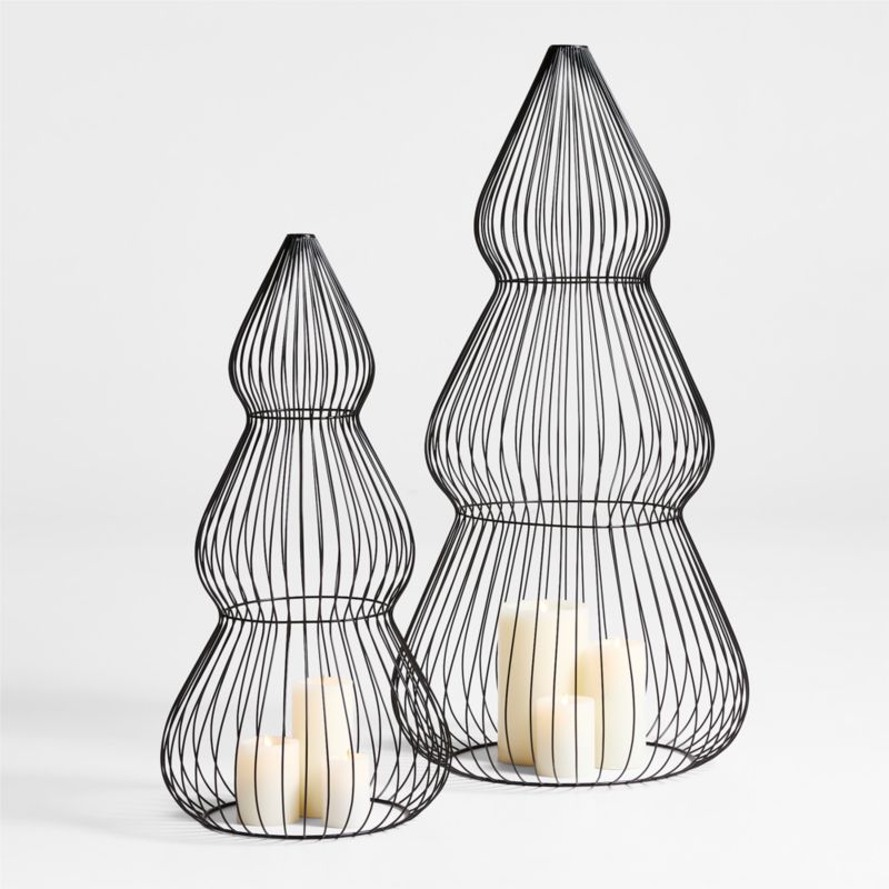 Outdoor Black Metal Wire Christmas Tree Decorations | Crate & Barrel Canada