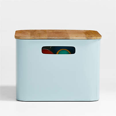 Outline Cloud Blue Metal Kids Storage Bin with Handles | Crate & Kids