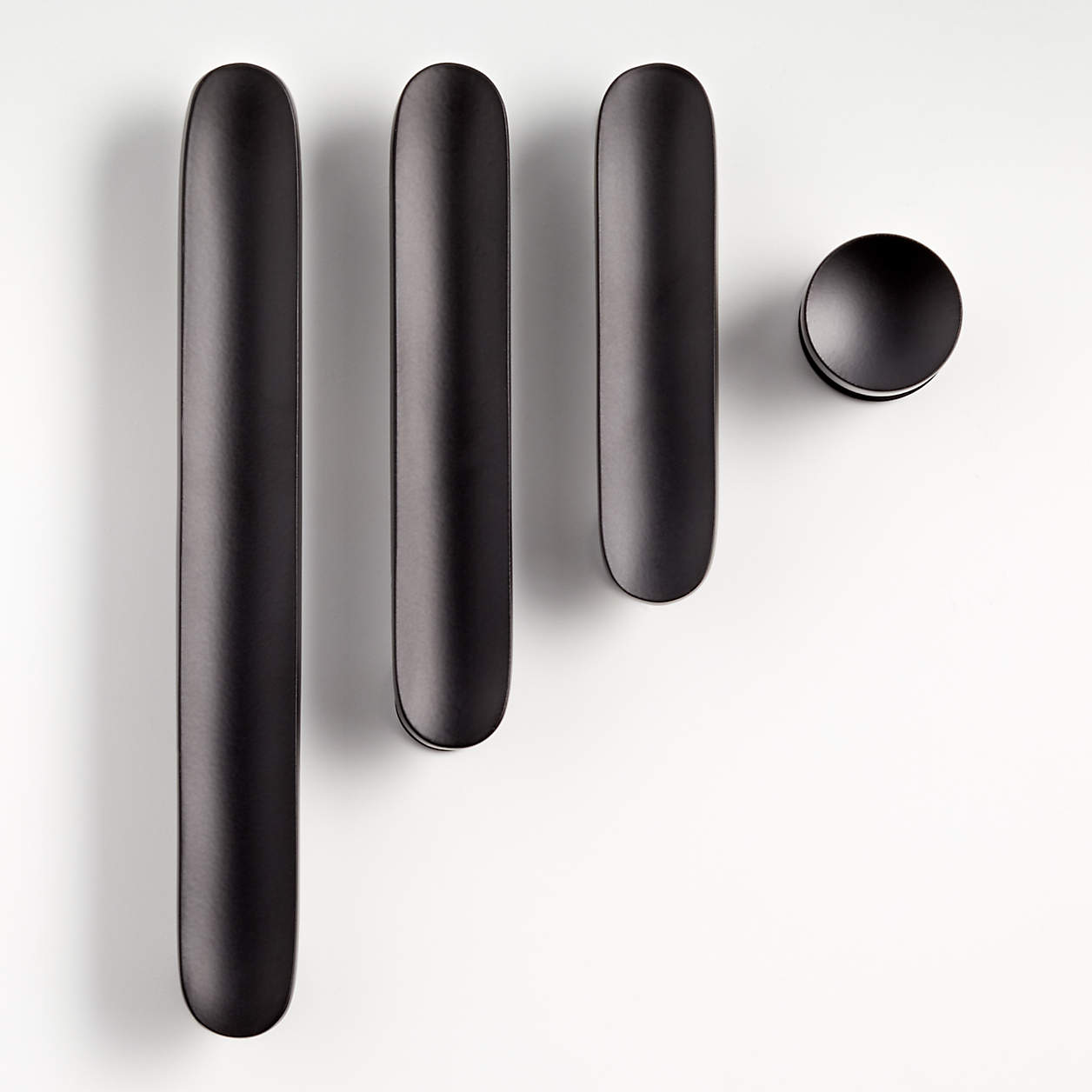 Oval Matte Black Knob and Bar Pulls | Crate & Barrel