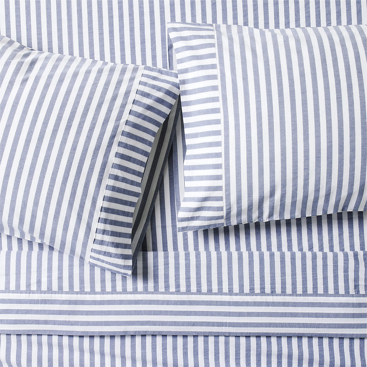 Oxford Shirting Light Indigo Blue Organic Cotton King Bed Sheet Set ...