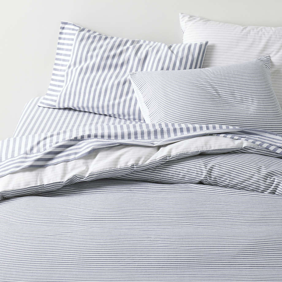 Oxford Shirting Light Indigo Blue Organic Cotton Reversible King Duvet ...