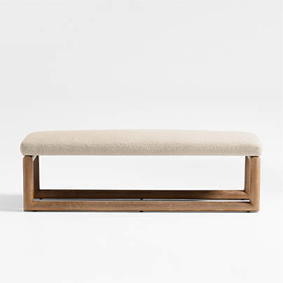 Lyra 60" Natural Beige Slipcovered Bench | Crate & Barrel