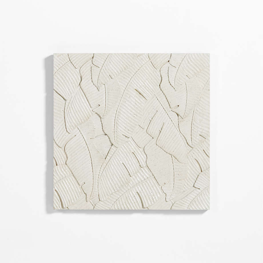 Palm White Ceramic Tile Wall Art | Crate & Barrel