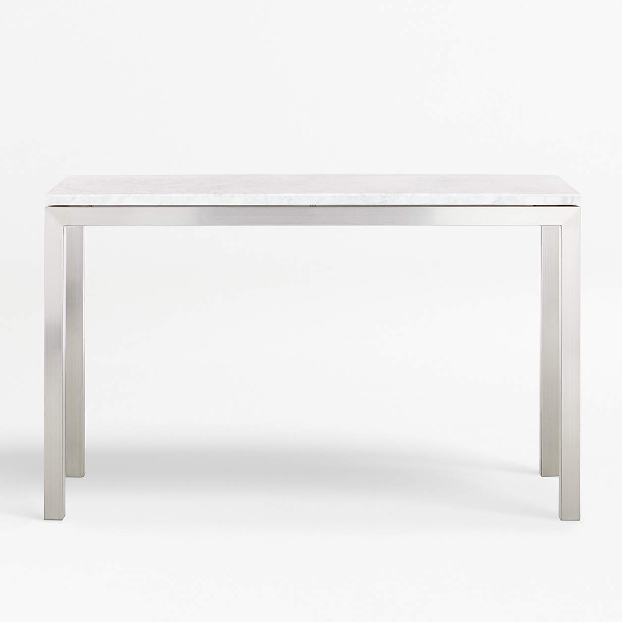 Parsons 48x16 White Marble Top Console Table with Stainless Steel Base ...