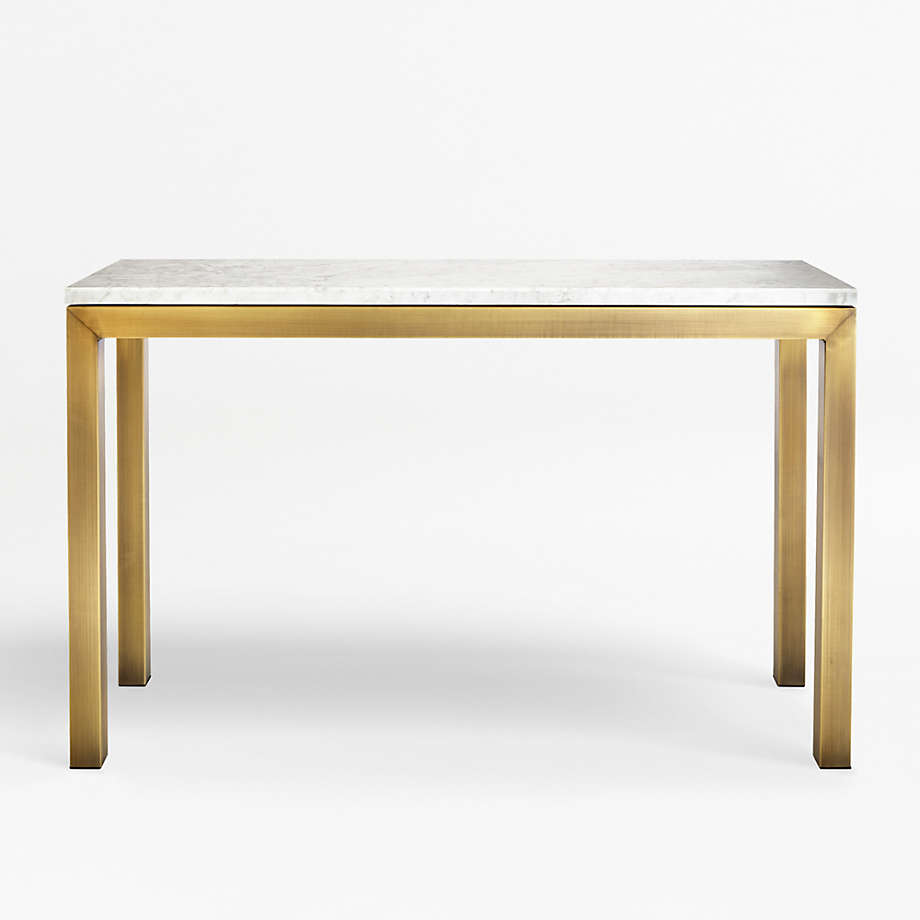 Parsons 48x16 White Marble Top Console Table with Brass Base + Reviews ...