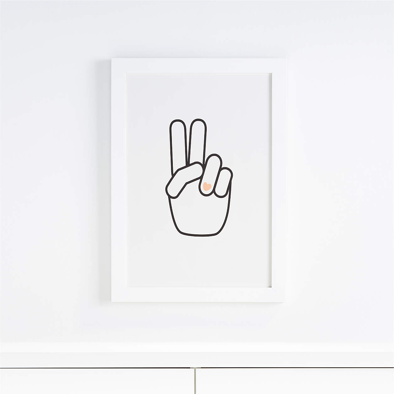 Peace Hand Heart Framed Wall Art Print + Reviews | Crate & Kids