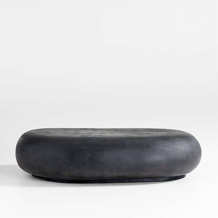 Pebble Charcoal Concrete 59" Oval Indoor/Outdoor Coffee Table by Leanne ...