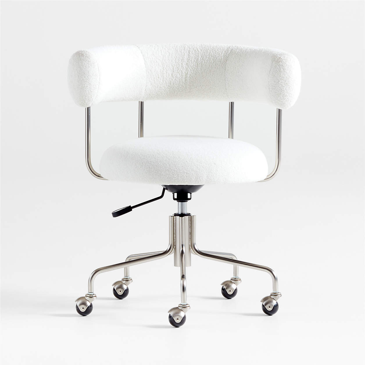 Perri White Shearling Office Chair | Crate & Barrel