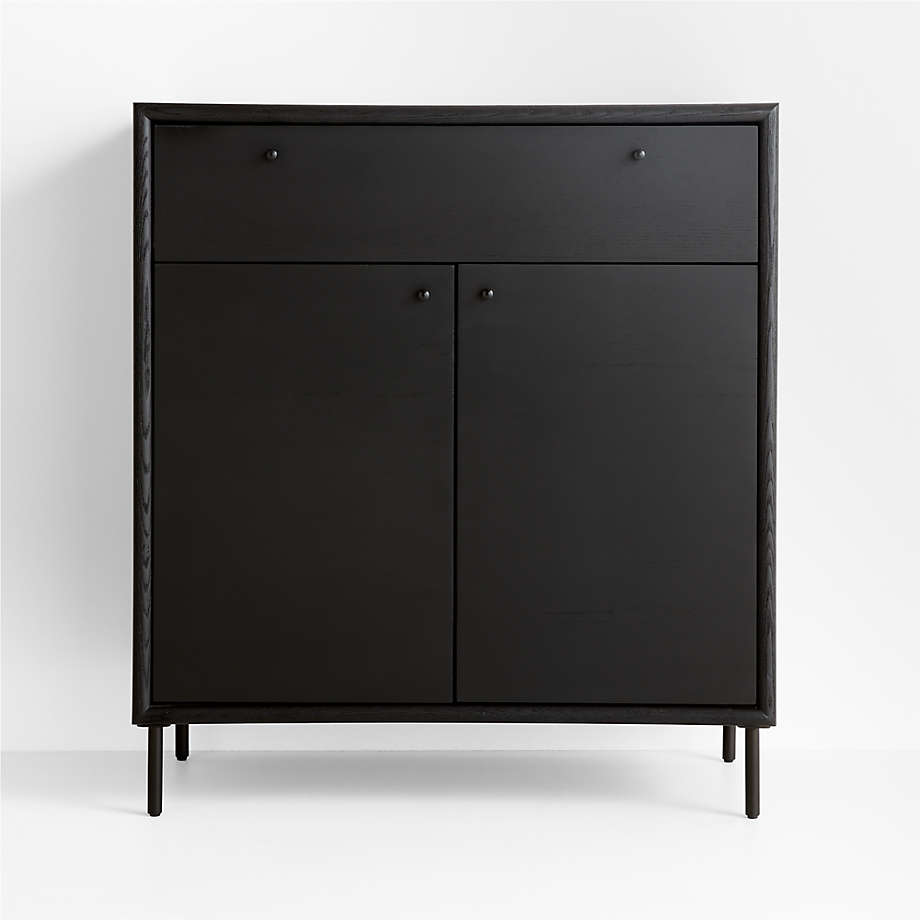 Petra Black Oak Wood and Metal Wall-Mounted Storage Cabinet + Reviews | Crate & Barrel Canada