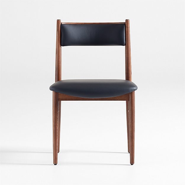 Petrie Barley Ash Black Leather Dining Chair Reviews Crate Barrel