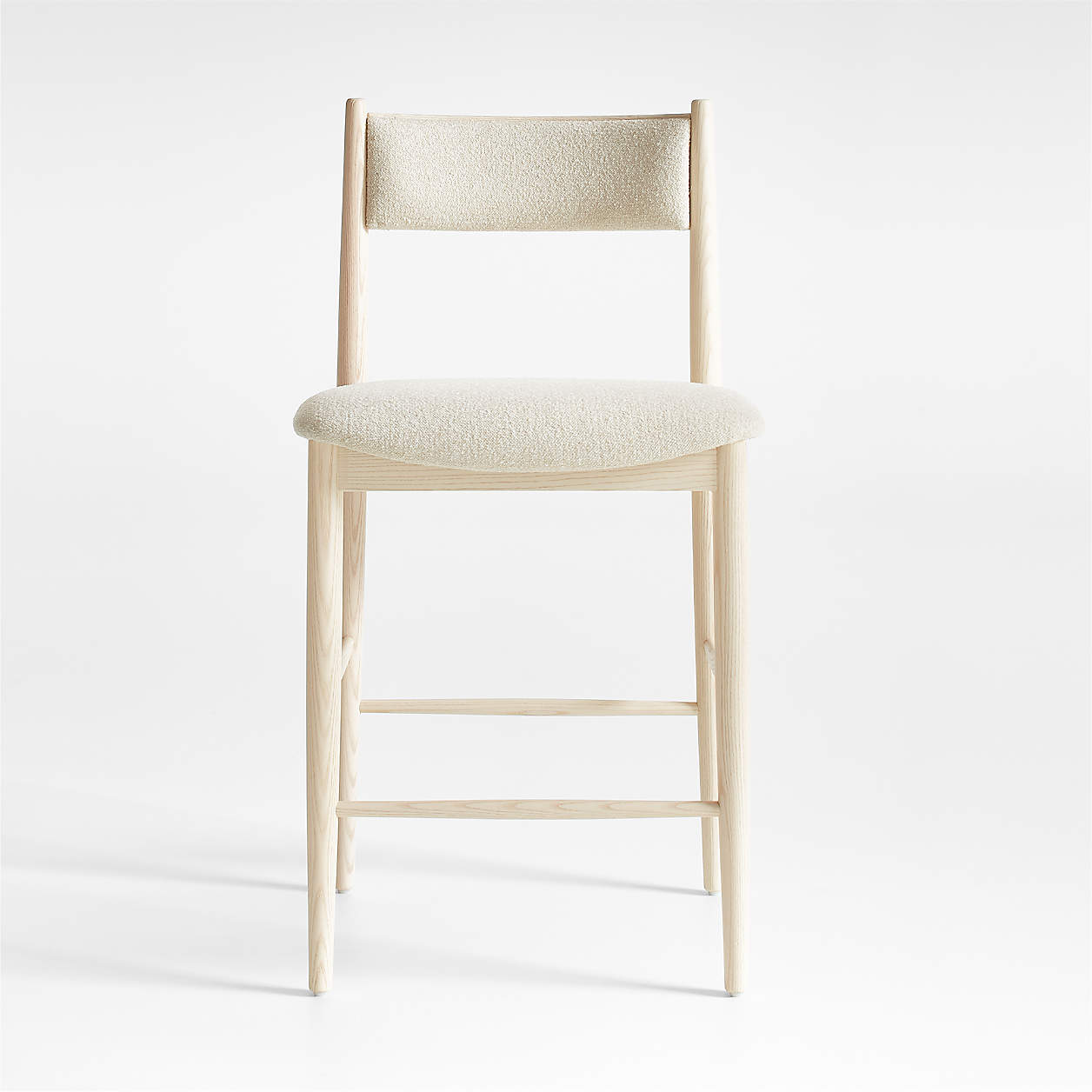 Petrie Bleached Ash Upholstered Counter Stool with Performance Fabric ...