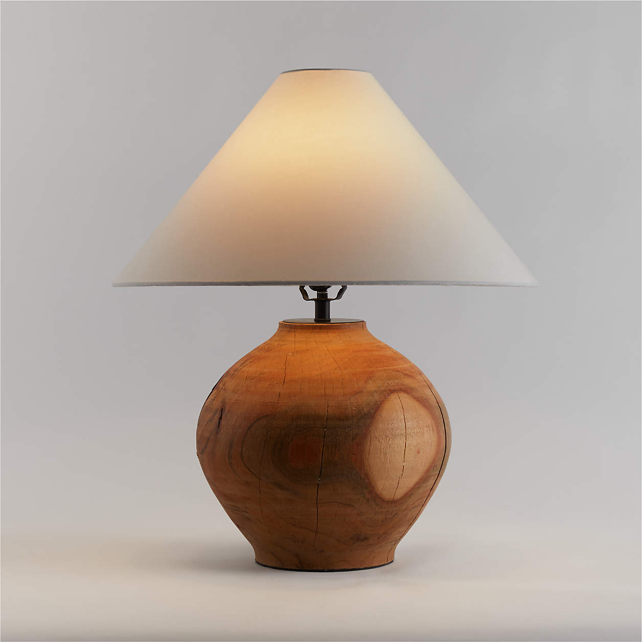 Wood Table Lamp with Linen Tapered Shade Bedroom Lighting + Reviews ...