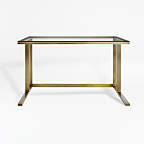 Pilsen Brass Desk with Glass Top | Crate & Barrel